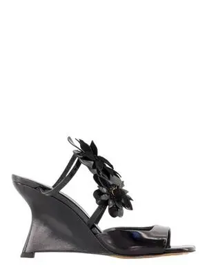 Zimmermann ZIMMERMANN Belara Floral Appliqué Wedge Sandals Black