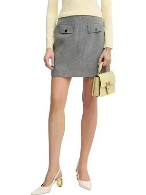 MORGAN Button-detail Mini Skirt - Grey