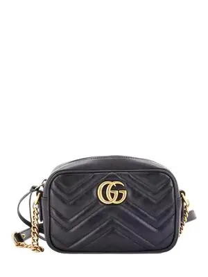 Gucci GUCCI Matelassé Leather Mini Shoulder Bag Black