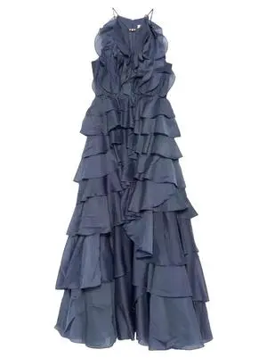 Aje Aje Cleo Ruffled Gown Blue