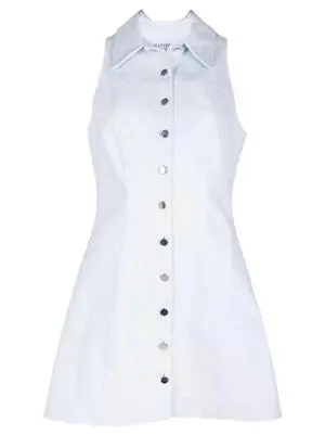 Matthew Bruch Sleeveless Button-up Mini Dress - Blue