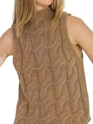 ARCHER CASHMERE ARCHER CASHMERE Lennon Cable-Knit Sleeveless High Neck Sweater
