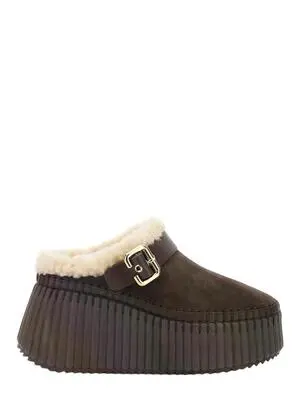 Chloé Wedge Mules - Brown