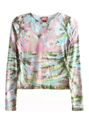 DIESEL® Diesel Alia Distressed Floral Print Long Sleeve Top