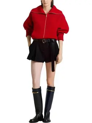 Givenchy Ribbed Knit Zip-up Cardigan - Red