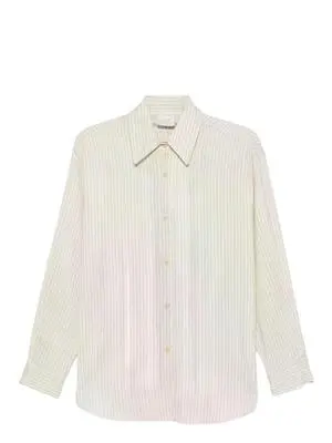 ALYSI Mini Stripes Silk Shirt - Neutrals