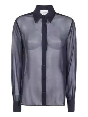 SEMICOUTURE SEMICOUTURE Sheer Button-Up Shirt Black