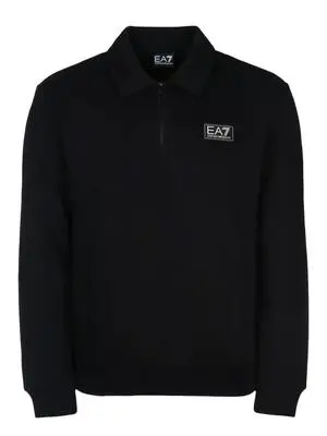EA7 Logo-patch Half-zip Sweater - Black