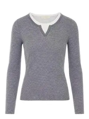 ELEH Sequin-embellished Layered-effect T-shirt - Grey