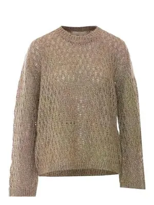 ELEH Sequin-embellished Open-knit Sweater - Brown