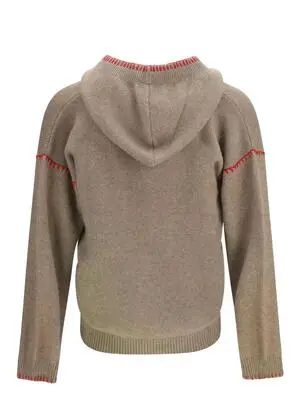 BAZISZT Basziszt Contrast Stitch Hooded Sweater - Neutrals