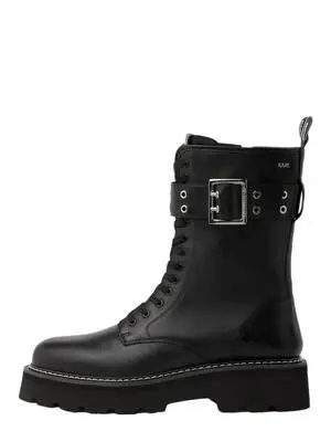 Karl Lagerfeld Kyla Lace-up Buckle Boots - Black