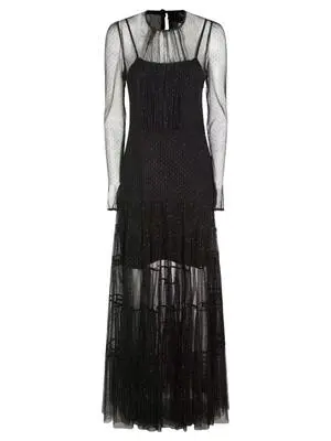 TWINSET TWINSET Long Tulle Dress With Pleated Flounces And Lace Inserts