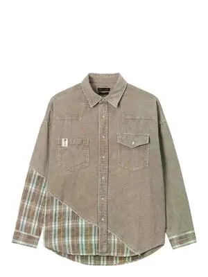 FIVE CM Patchwork Corduroy Shirt Neutrals