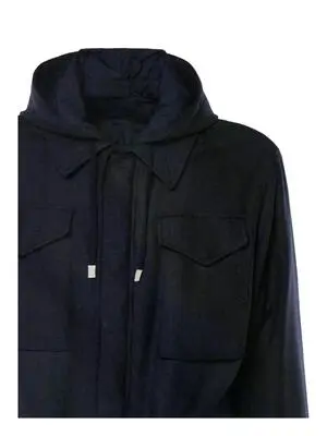 Eleventy Hooded Multi-pocket Jacket - Blue