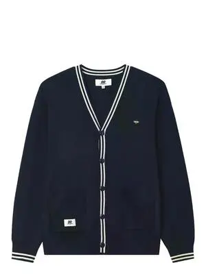 CHOCOOLATE Stripe Trim Button-up Cardigan - Blue