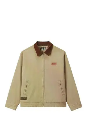 Izzue Corduroy Collar Zip-up Jacket - Neutrals
