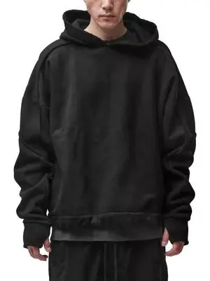 THOM KROM Raw-edge Panelled Hoodie - Black