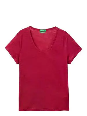 BENETTON Scoop Neck Short-sleeve T-shirt - Red