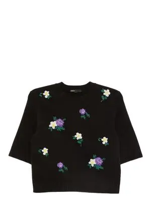 MAJE Maje Floral Beaded Short-Sleeve T-Shirt