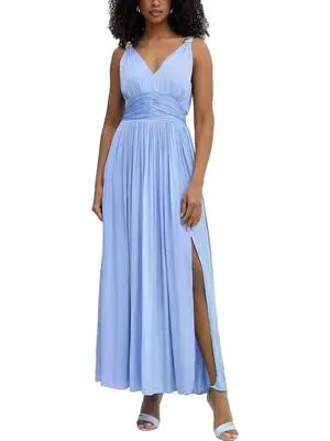 MORGAN Morgan Ruched Side-Slit Maxi Dress