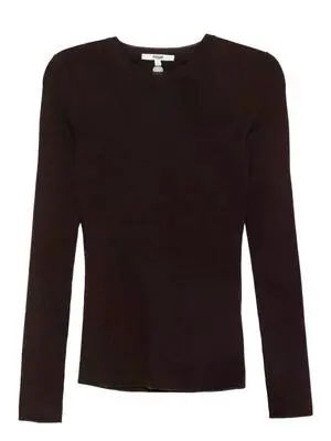 Maje MAJE Ribbed Knit Long Sleeve Sweater Brown
