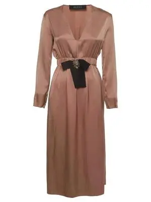 GUCCI Gucci V-Neck Midi Dress With Bow Detail