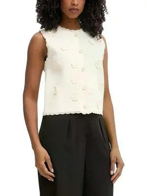 MORGAN Floral Appliqué Cardigan - White