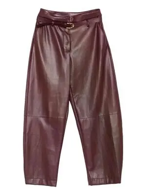 Imperial Belted Faux-leather Wide-leg Trousers - Red