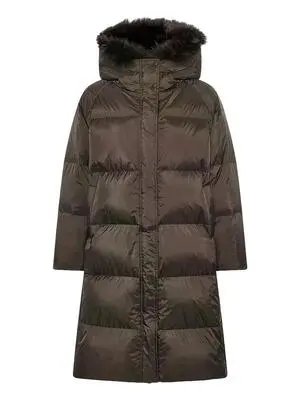 YVES SALOMON Yves Salomon Long Hooded Coat With Wool Trim