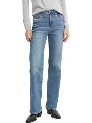 MORGAN Stud-embellished Bootcut Jeans - Blue