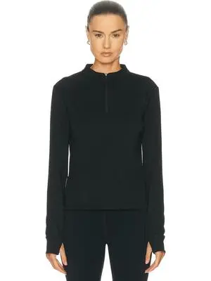 Literary Sport Long Sleeve Jersey Zip-up With Thumbholes - Black