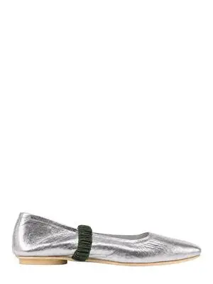 ATHENARA BY MARCELA HERNANDEZ Cleo Square Toe Ballet Flats - Silver