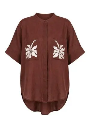 PALM COLLECTIVE Palm Collective Cotton Voile Embroidered Blouse