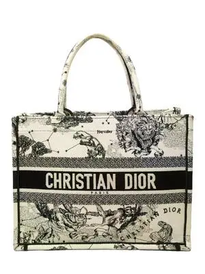 DIOR Christian Dior Canvas Embroidered Zodiac Toile De Jouy Book Tote Bag