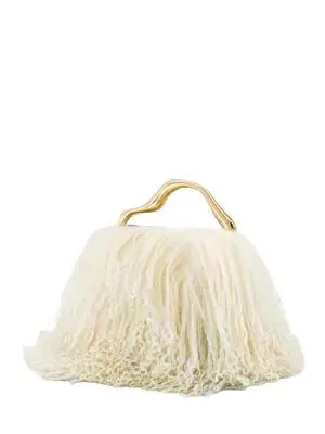 Cult Gaia Cult Gaia Backgammon Faux-Fur Clutch Bag With Sculptural Top Handle Neutrals
