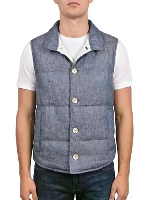 Brunello Cucinelli Quilted Button-down Vest - Blue