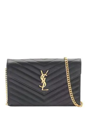 Saint Laurent 2010s Cassandra Chain Wallet - Black