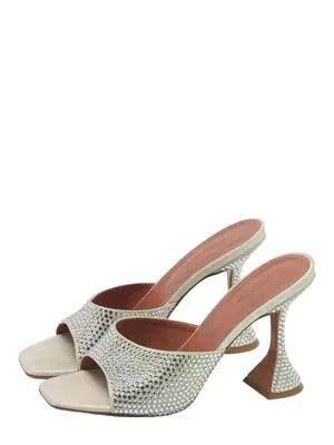 Amina Muaddi Lupita Crystal Embellished Sandals - Grey