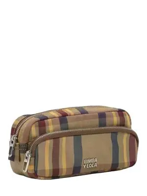 Bimba Y Lola Coated Chocolate Green Tartan Pocket Case - Neutrals