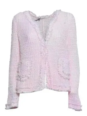 CHARLOTT Fringed-trim Knit Jacket - Pink