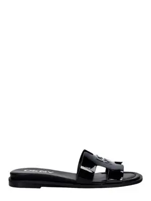 Dkny DKNY Logo-Embossed Patent Finish Slides Black
