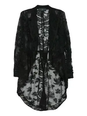 MARC LE BIHAN Lace Overlay Asymmetric Jacket - Black