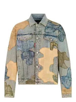 Dsquared2 Camouflage Patch Denim Trucker Jacket - Blue