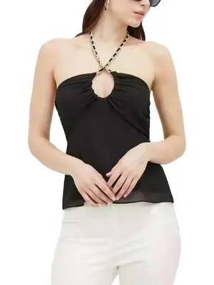 MORGAN Chain-link Halterneck Top - Black