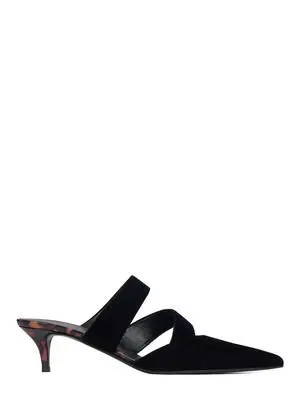 Balmain Velvet And Printed Patent Leather Mules - Black