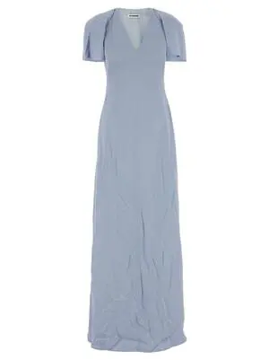 JIL SANDER V-neck Maxi Dress With Ruffled Sleeves - No