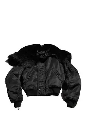 Gucci Padded Bomber Jacket With Shearling Trim - Black