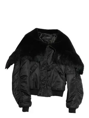 Gucci Padded Bomber Jacket With Shearling Trim - Black