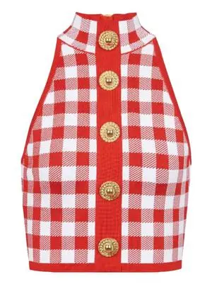 BALMAIN BALMAIN Sleeveless Gingham Top